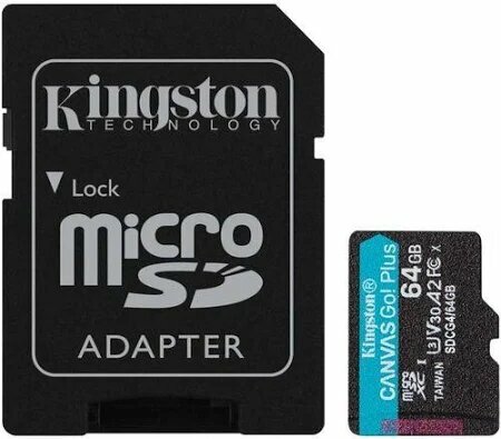 Флеш карта microSDXC 64GB Kingston SDCG4/64GBSP Canvas Go! Plus V30 A2 w/o adapter