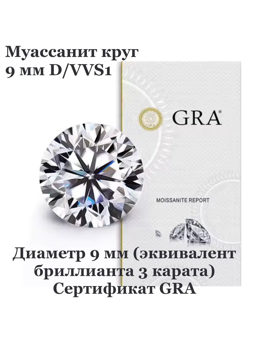 Муассанит Отдельно Бриллиант D/VVS1 3ct Круг 57гр