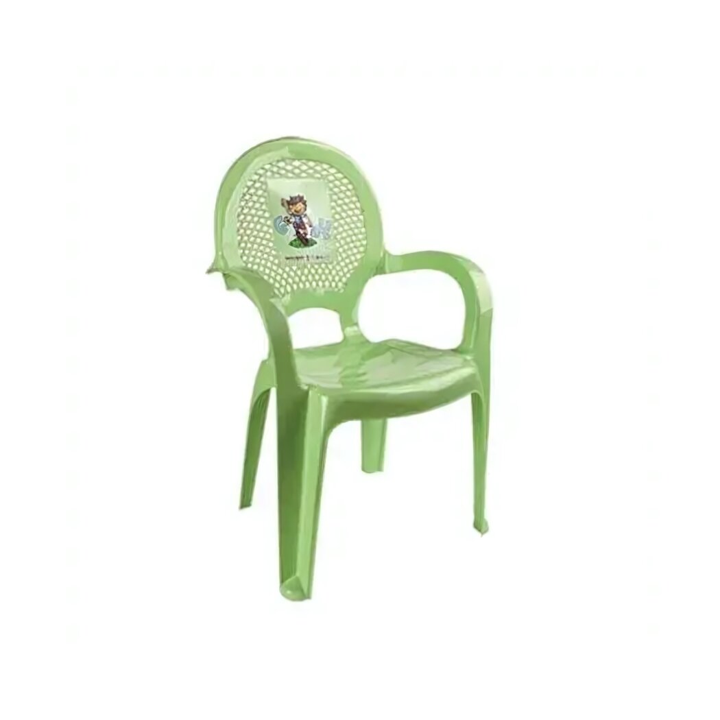 Стульчик детский пластиковый салатовый, с подлокотниками и рисунком
