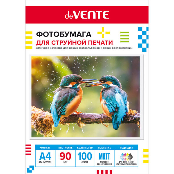 Фотобумага " deVente " A4 90г/м2 100л матовая, односторонняя