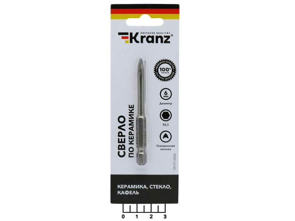 Сверло 6мм по керамике и стеклу Kranz (91-0642)
