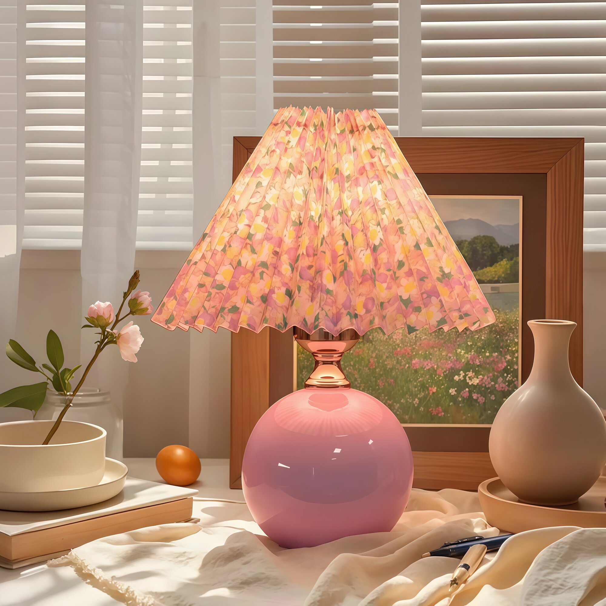 Настольная лампа "вогдаль" C665, G23, с абажуром, диммирование, розовая