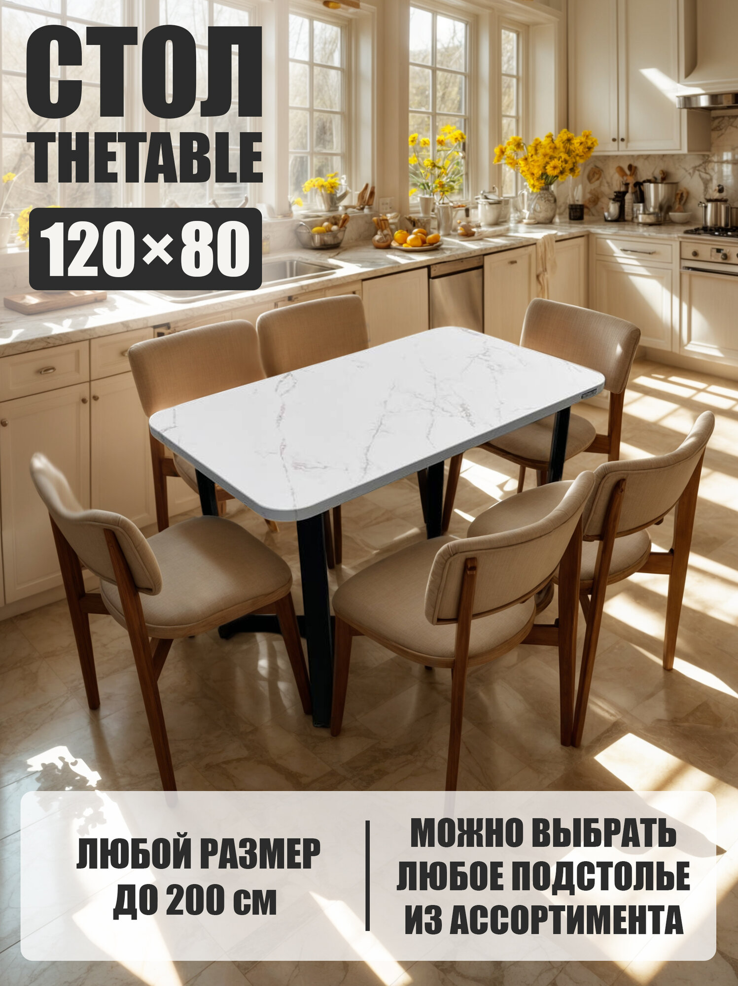 Стол кухонный обеденный THETABLE•RU 120х80 см 2.21/3.1