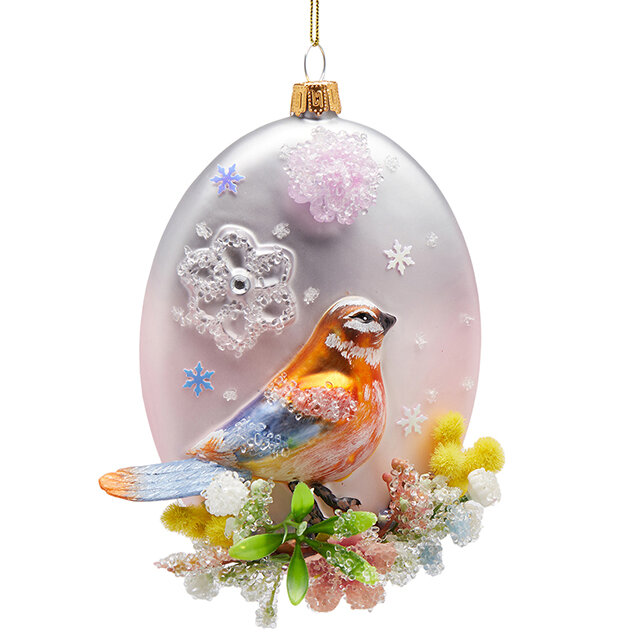 Елочная игрушка Silvya - Winter Bloom Serenade 13 см, стекло, EDG, 6500761A999-1