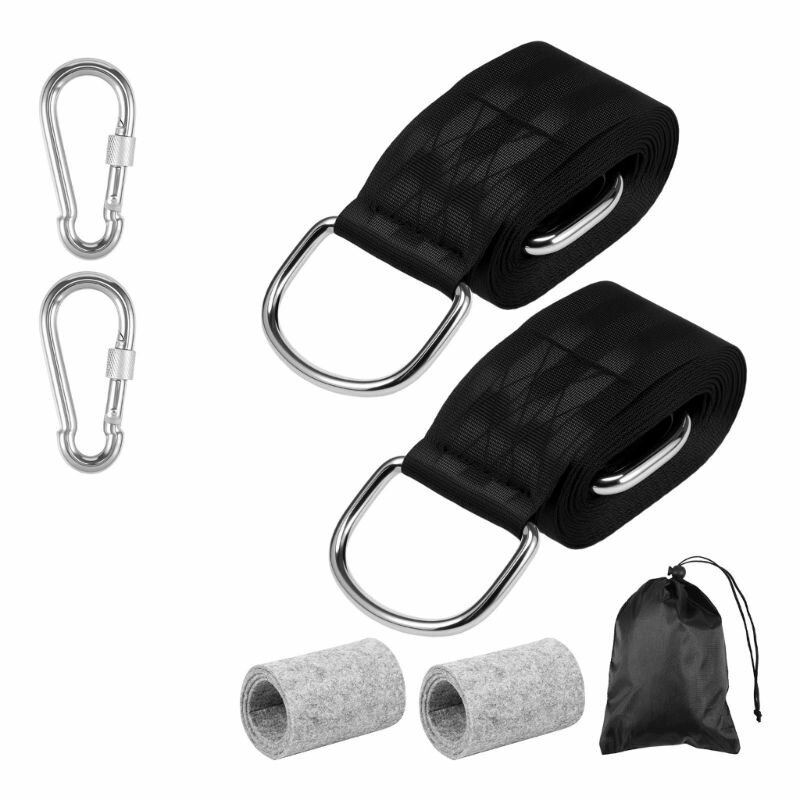 Крепление для гамака, выдерживает до 400 кг, с карабинами и защитой для дерева, для сада