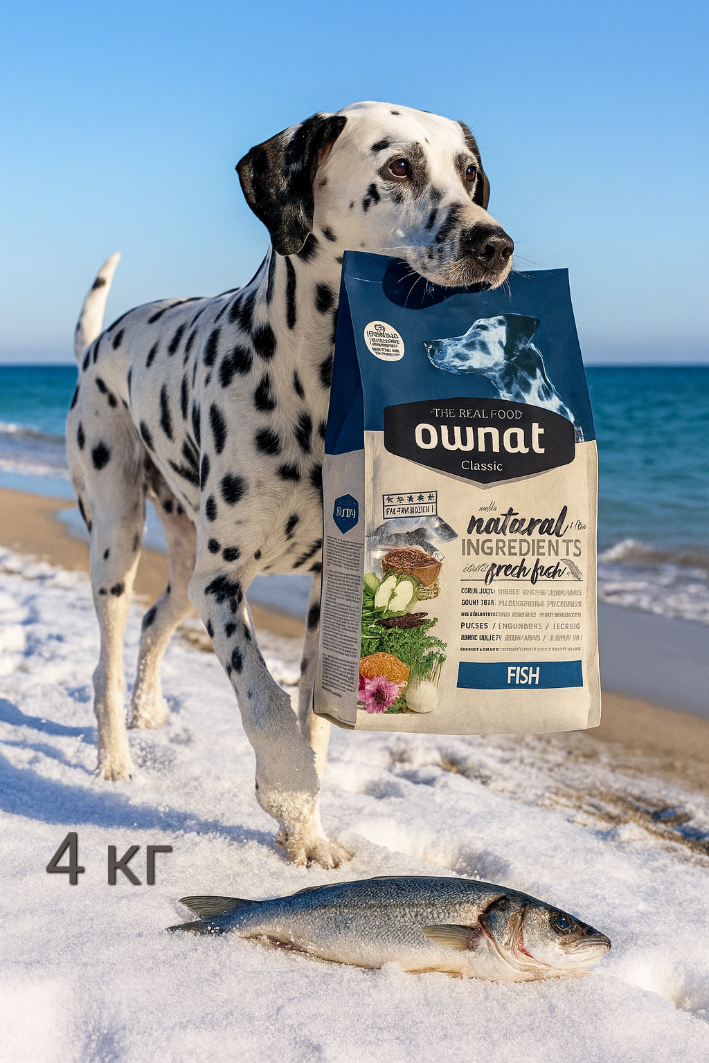 Корм Ownat Classic Fish, супер-премиум, для всех пород, 4 кг