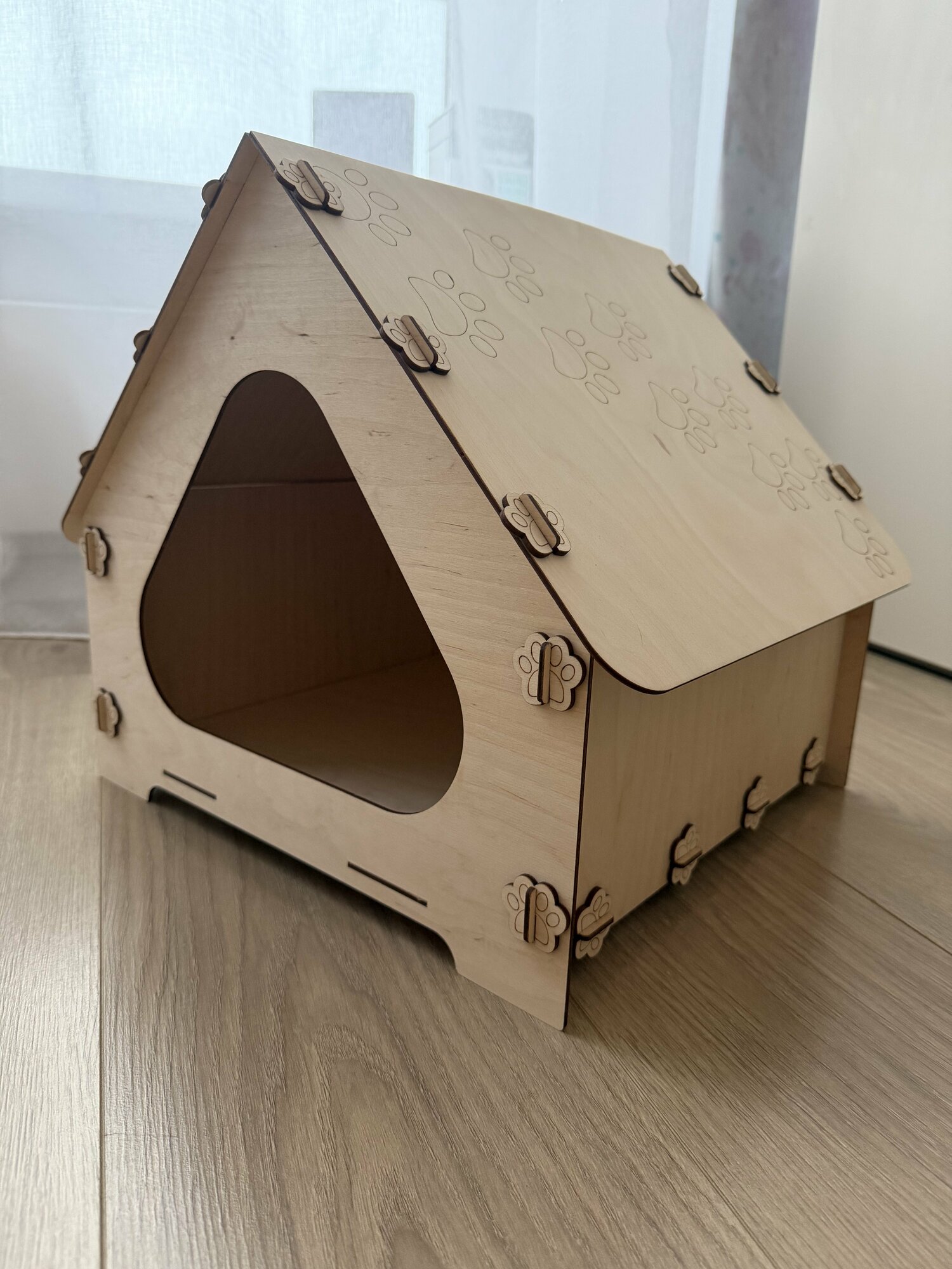 Домик для животного Нappy Mouse, дерево, квадратный, светло-бежевого цвета