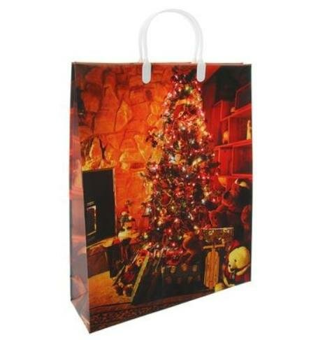 Пакет подарочный Сервисторг с пластиковыми ручками, 320х420 мм, Новый год! (BAL 32)