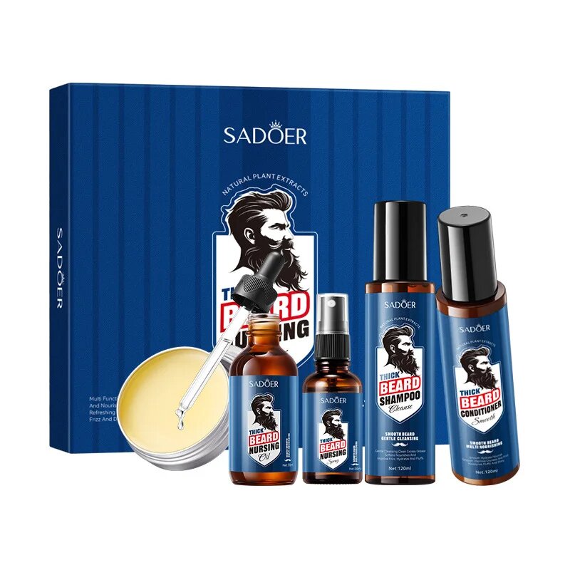 Мужской подарочный набор для ухода за бородой SАDОЕR Thick Beard Nursing set box 5 в 1