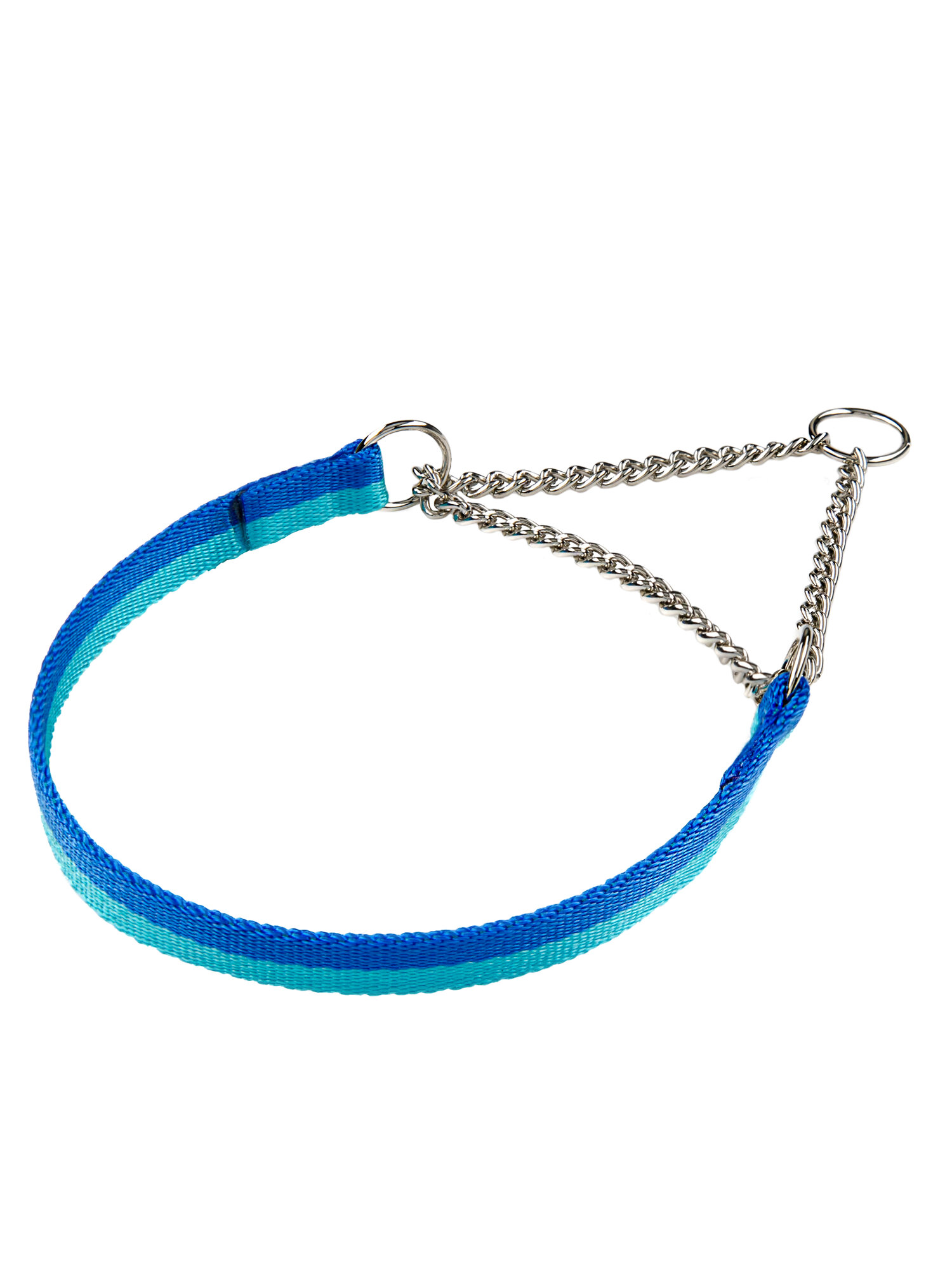 Ошейник полуудавка для собак мелких пород, с цугом (никель), лента 10мм, обхват шеи 24-33 см, сине-голубой, ZooOne