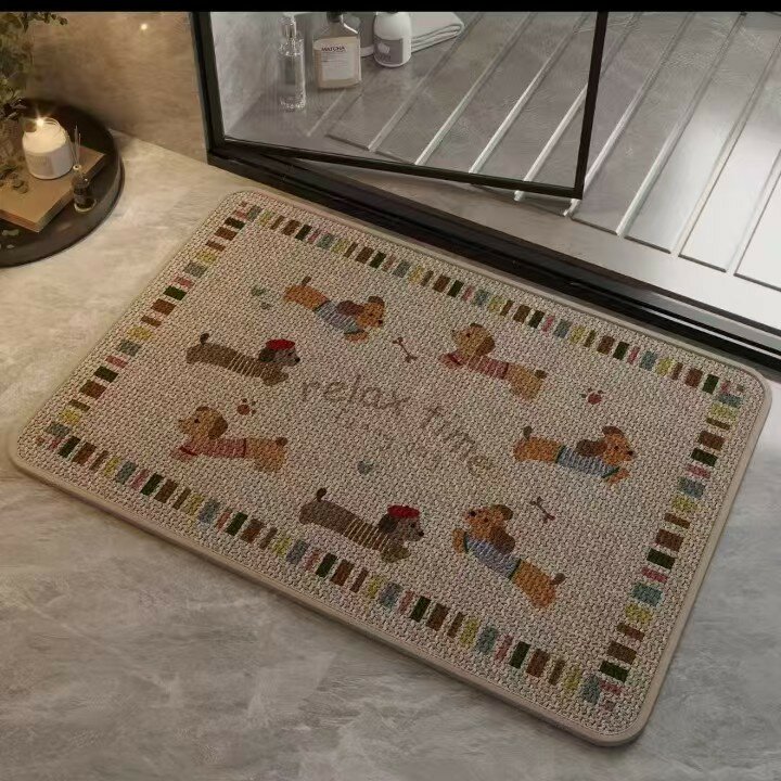 Льняной коврик для входа, впитывающий воду и нескользящий, 50x80 см кремовый, толщина 5 мм для прихожей
