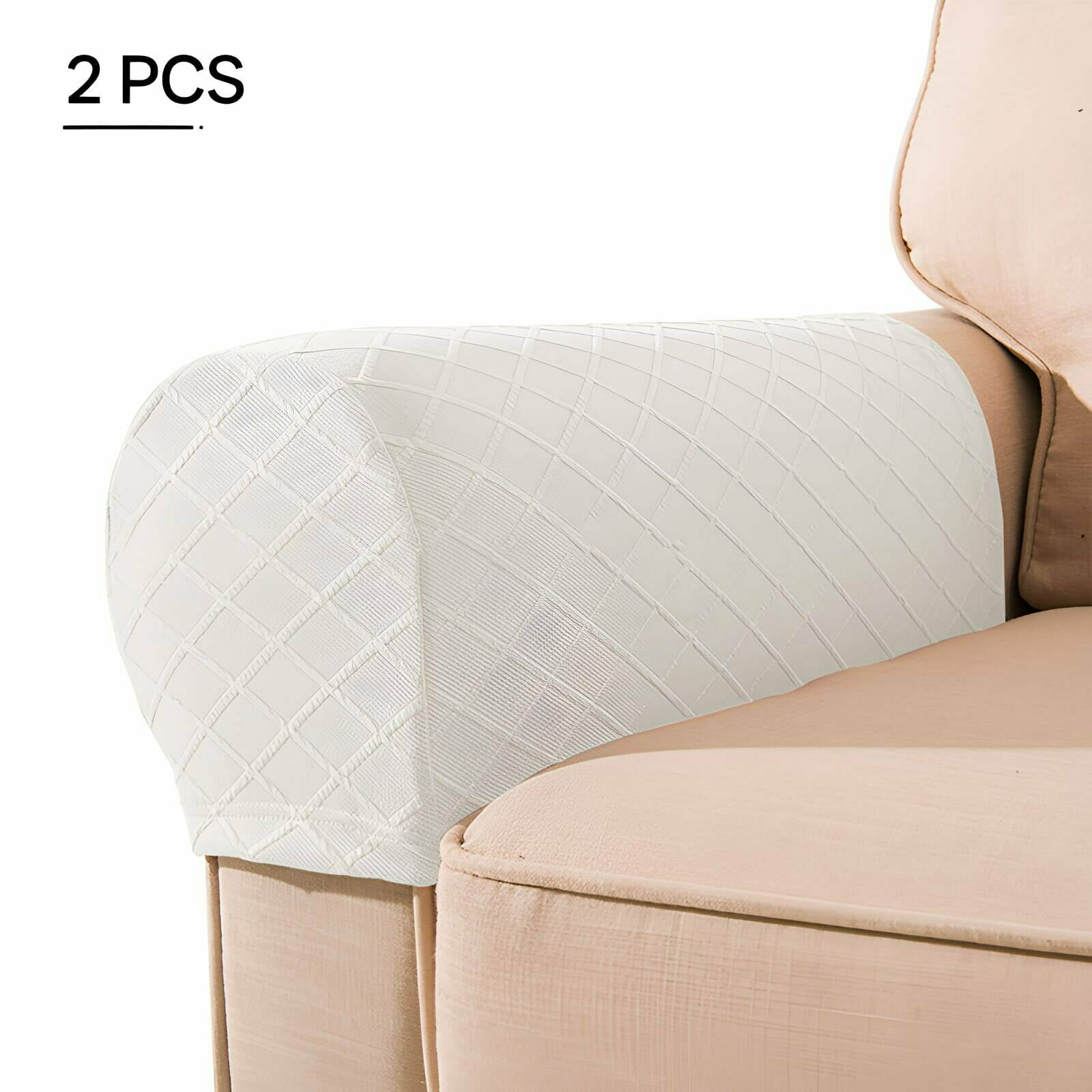 AUQ Чехлы для подлокотников дивана 2 шт, утолщенный дизайн, удобные и мягкие, белые.