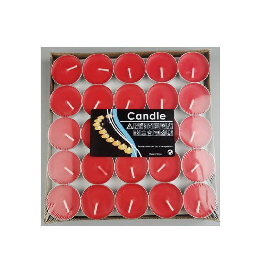 Свечи-теалайты 50 штук без аромата, металл и воск, белый, розовый, красный, желтый, синий, фиолетовый (выбор), для декора дома, свадьбы, дня рождения, годовщин, праздников, вечеринок, свечек, свиданий, Нового года, Рождества, Хэллоуина