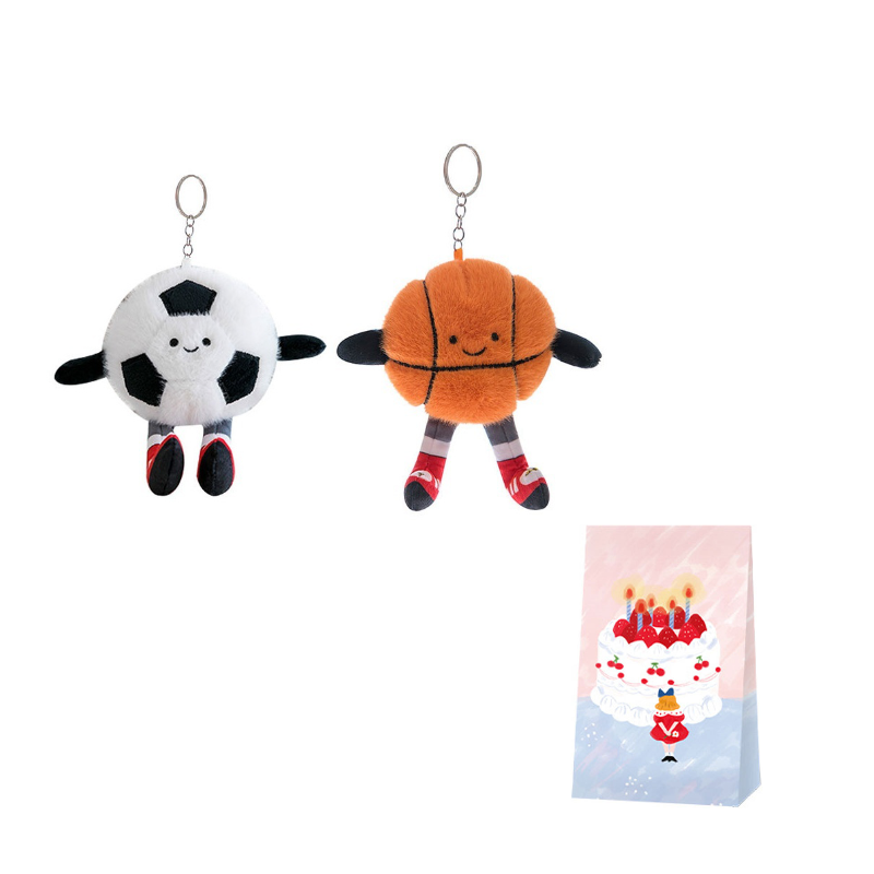 Мультяшная игрушка-талисман унисекс YANGWAWAHEXIAOXIONGTIAOWU, 13CM EU, Basketball+Soccer Ball