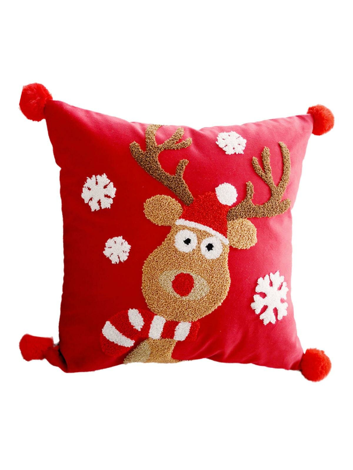 Вышитый чехол для подушки на рождественскую тематику, украшение для дома