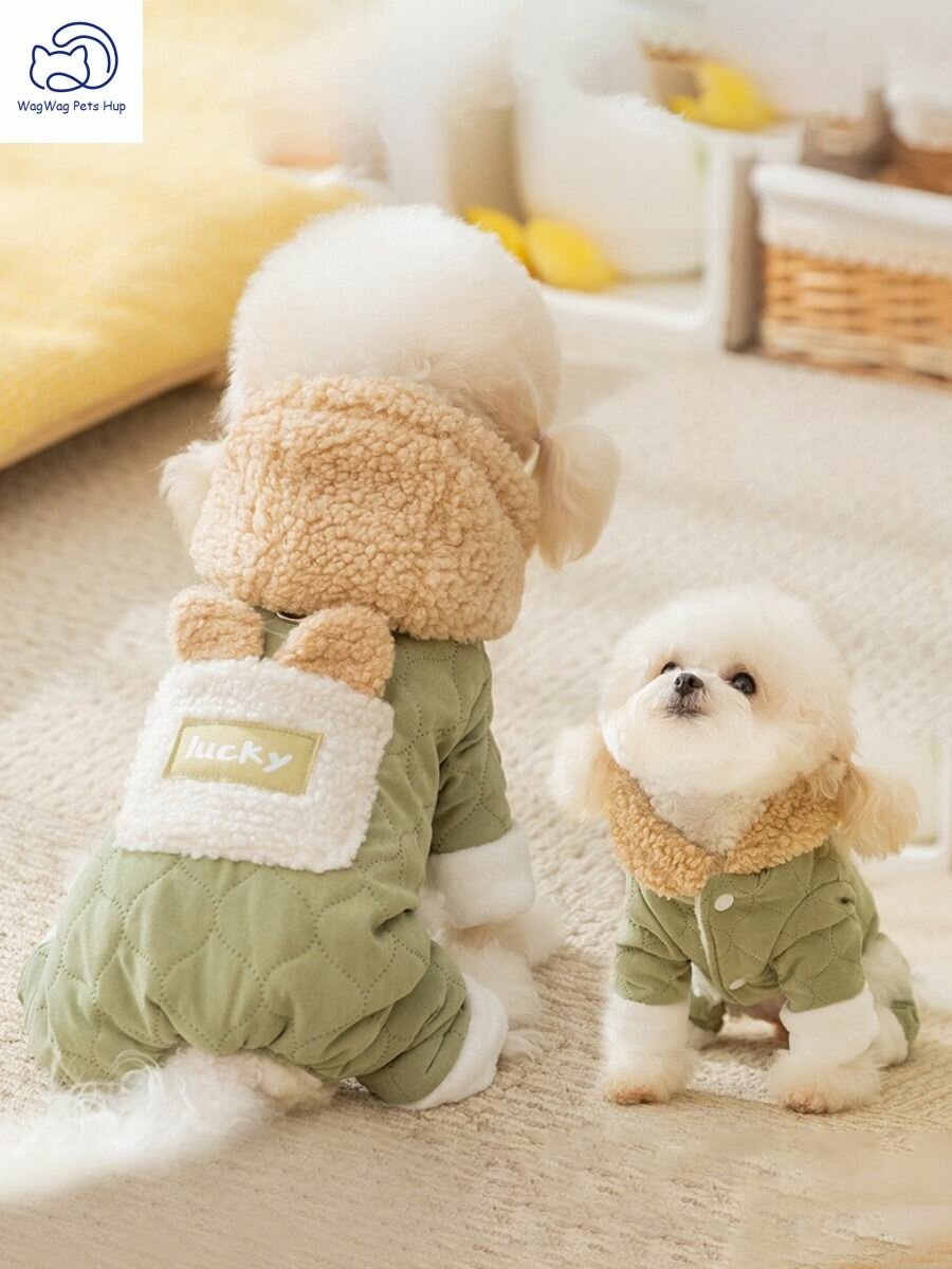 4-х лапие пальто для собак Wag Wag Pets: утепленное, с карабином, для маленьких пород (Бишон/Йорка)