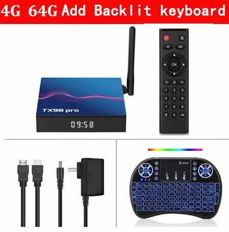H96 TX98 PRO ТВ-приставка Android 12 32ГБ, 4G 64G Add keyboard, Европейская