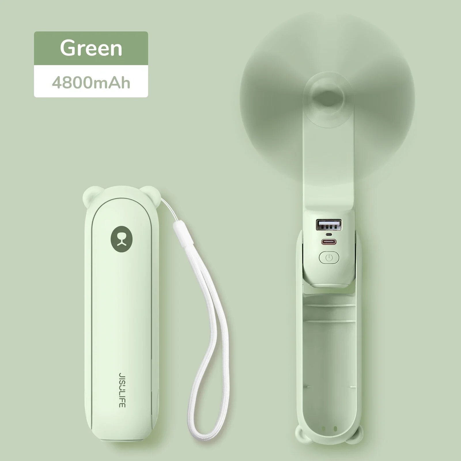 Портативный вентилятор KIQUNE 4800 мАч Зеленый, 4800mAh green F8X