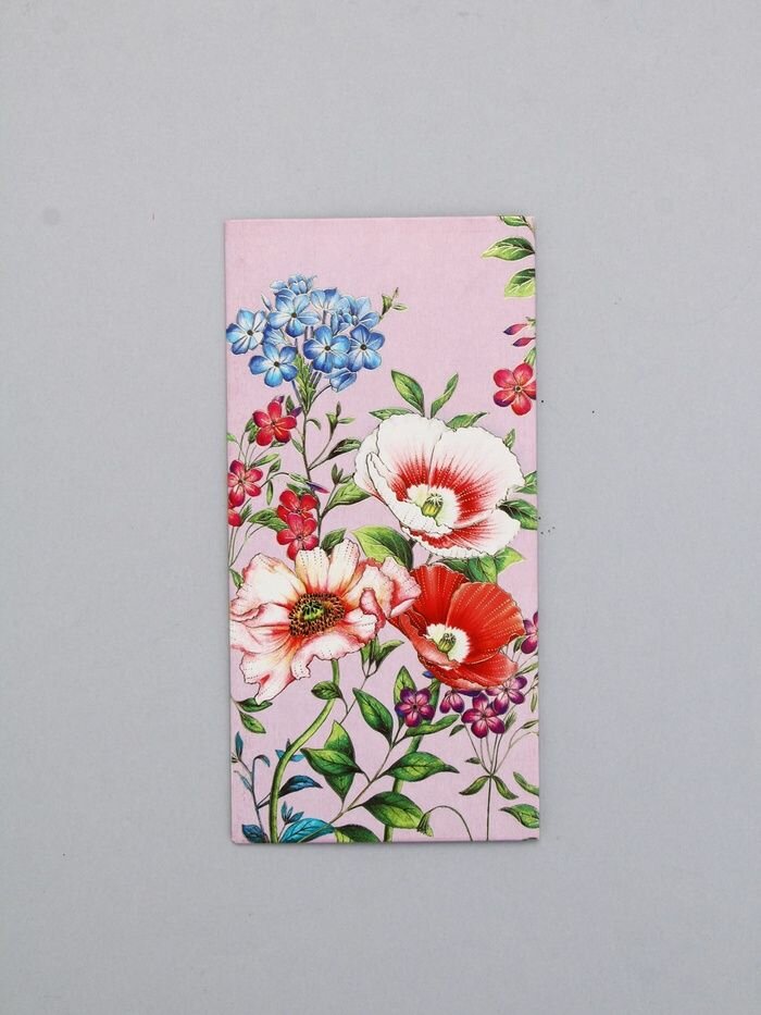Конверт для денег Цветы , маки, 16,5 х 8 см