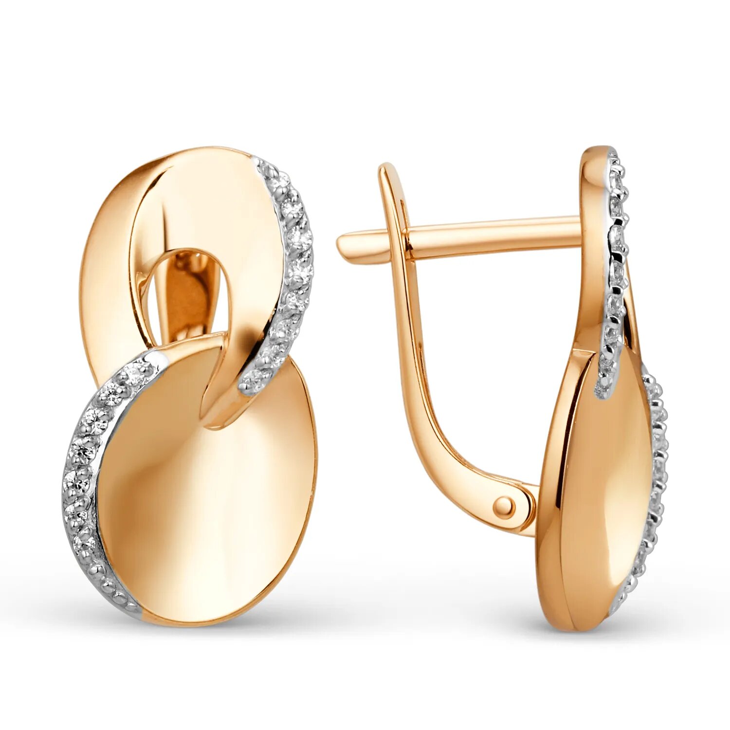 Серьги, красное золото, фианит