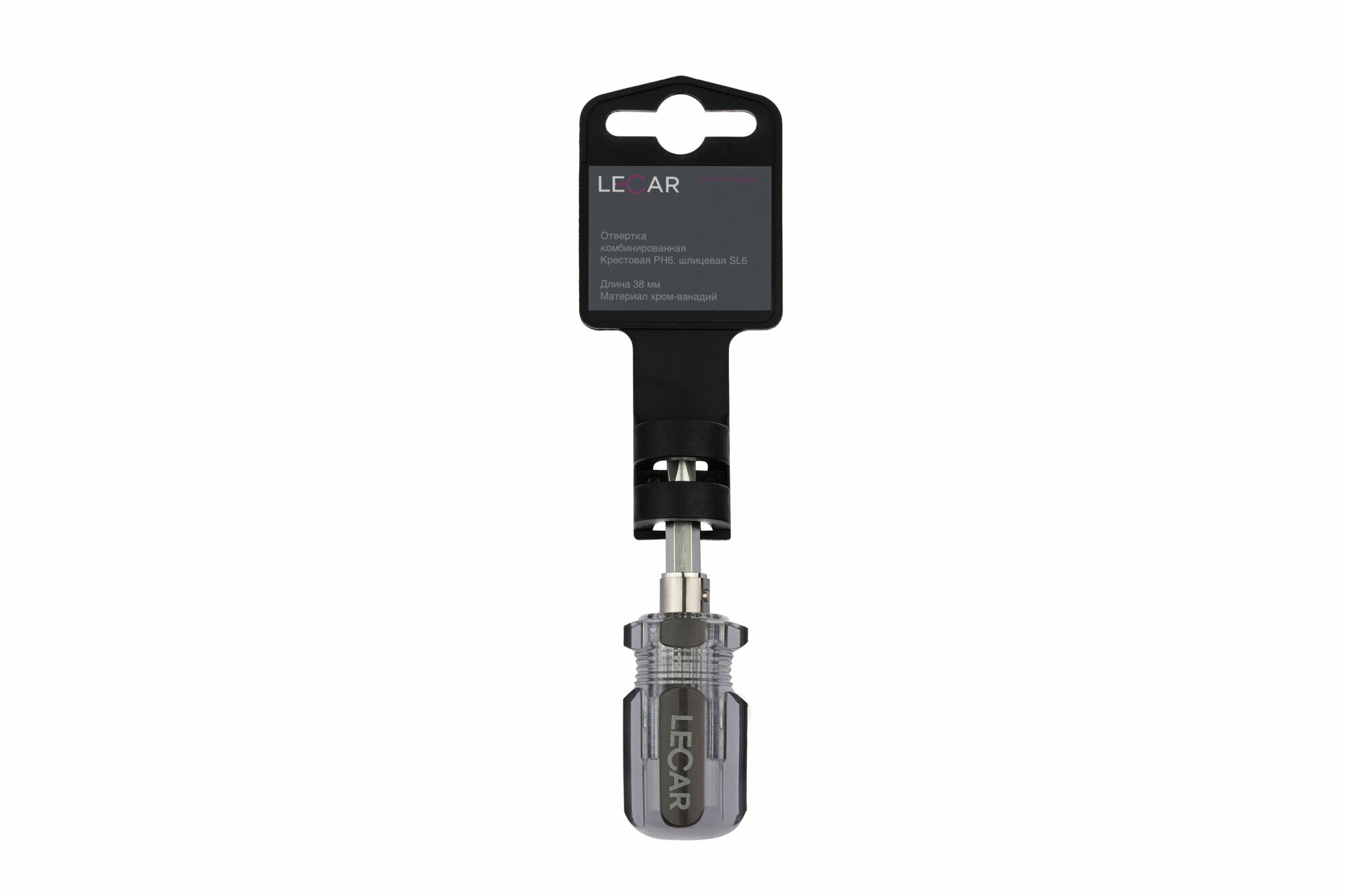 Отвертка переставная 38мм PH6+SL6 (LECAR)