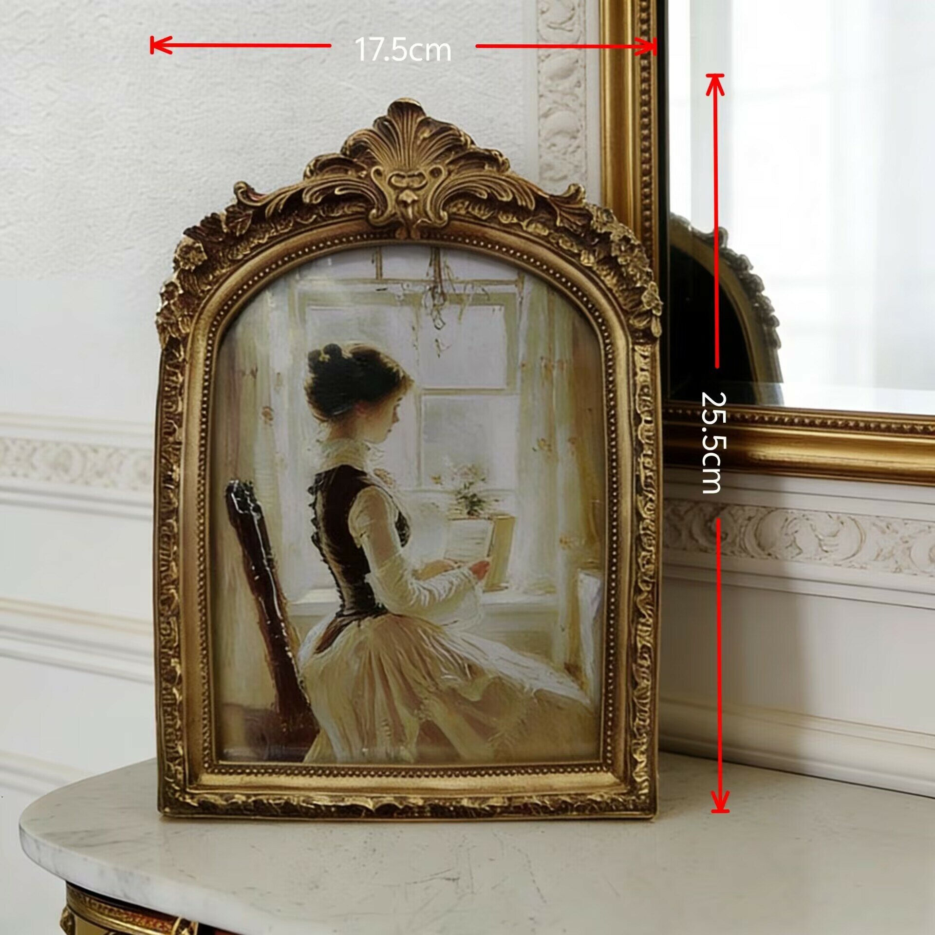 Винтажная арочная резная фоторамка 8 дюймов 20x14.5 см внутренняя для подвешивания на стену