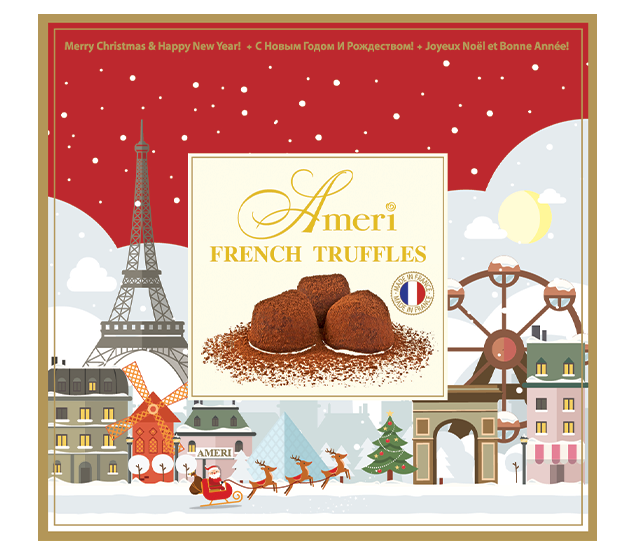 Трюфели AMERI 4TR03128 (5521) Truffles French классические "Рождество в Париже" с НГ конвертом 250г