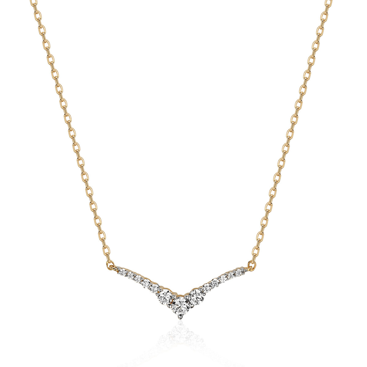 Колье, желтое золото, 585 проба, родирование, фианит