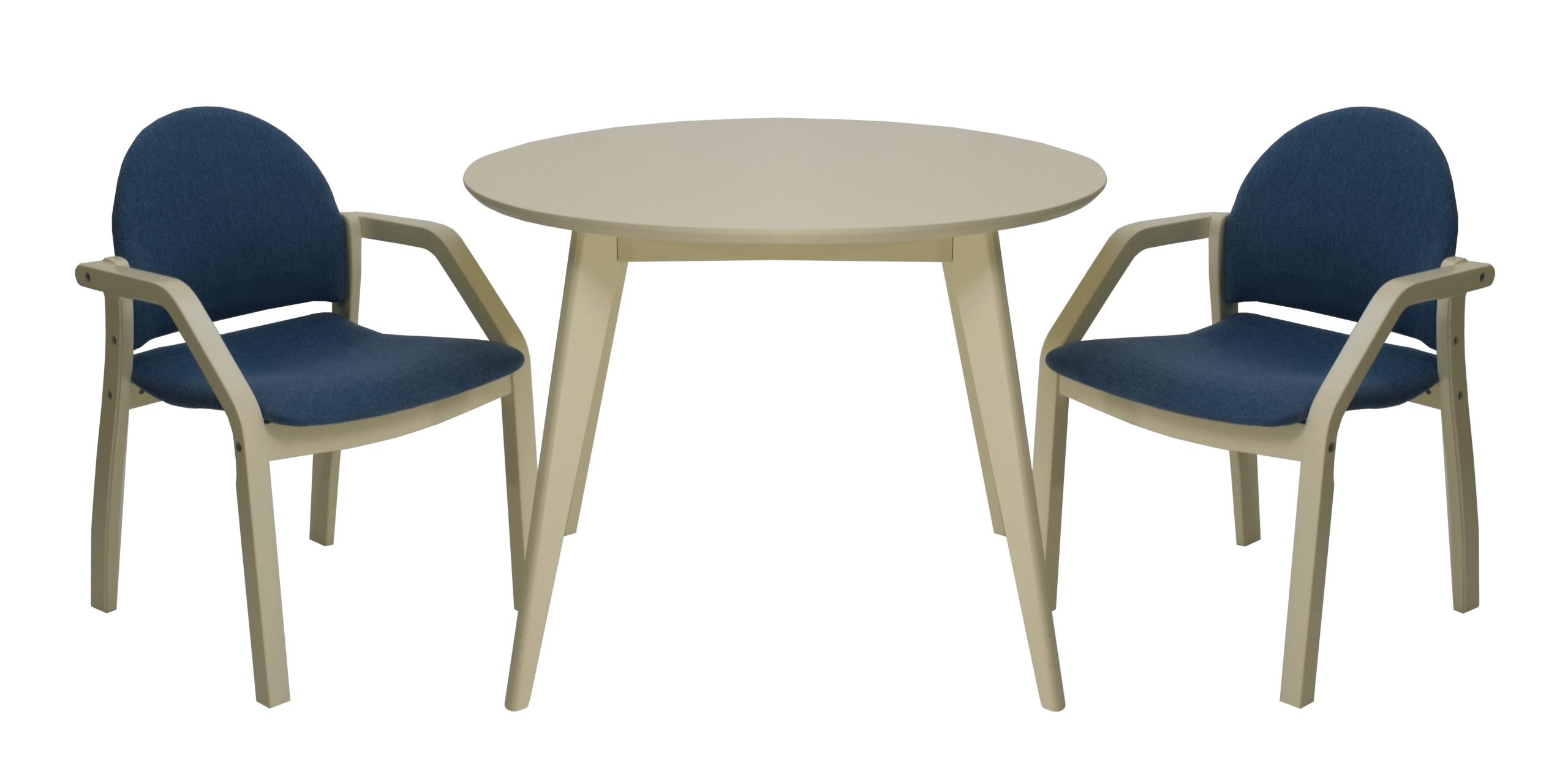 Стол ZiP-mebel Сканди К 90 со стульями Джуно Слоновая Кость/Рогожка Синий