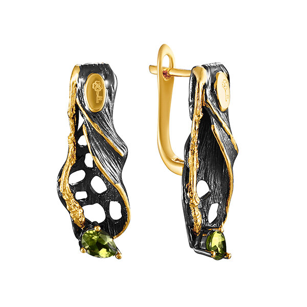 Серьги, серебро, 925 проба, перидот