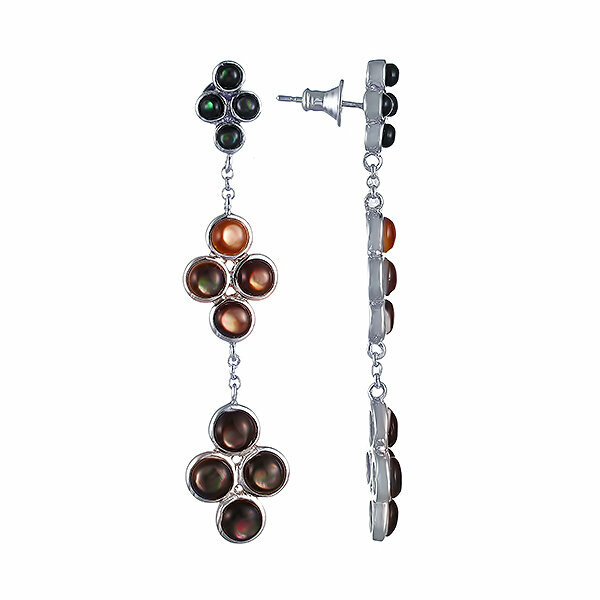 Серьги ELEMENT47, серебро, 925 проба, перламутр