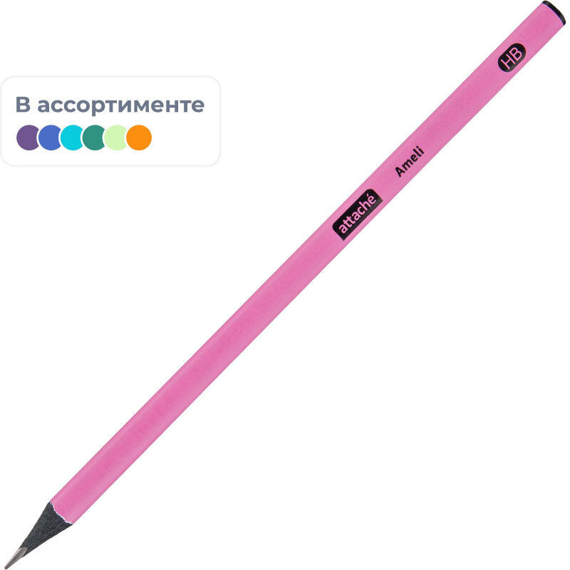 Карандаш чернографитный Attache Ameli HB б/ласт трехгр черн. дерево, в асс