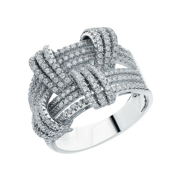 Кольцо, серебро, 925 проба, родирование, фианит