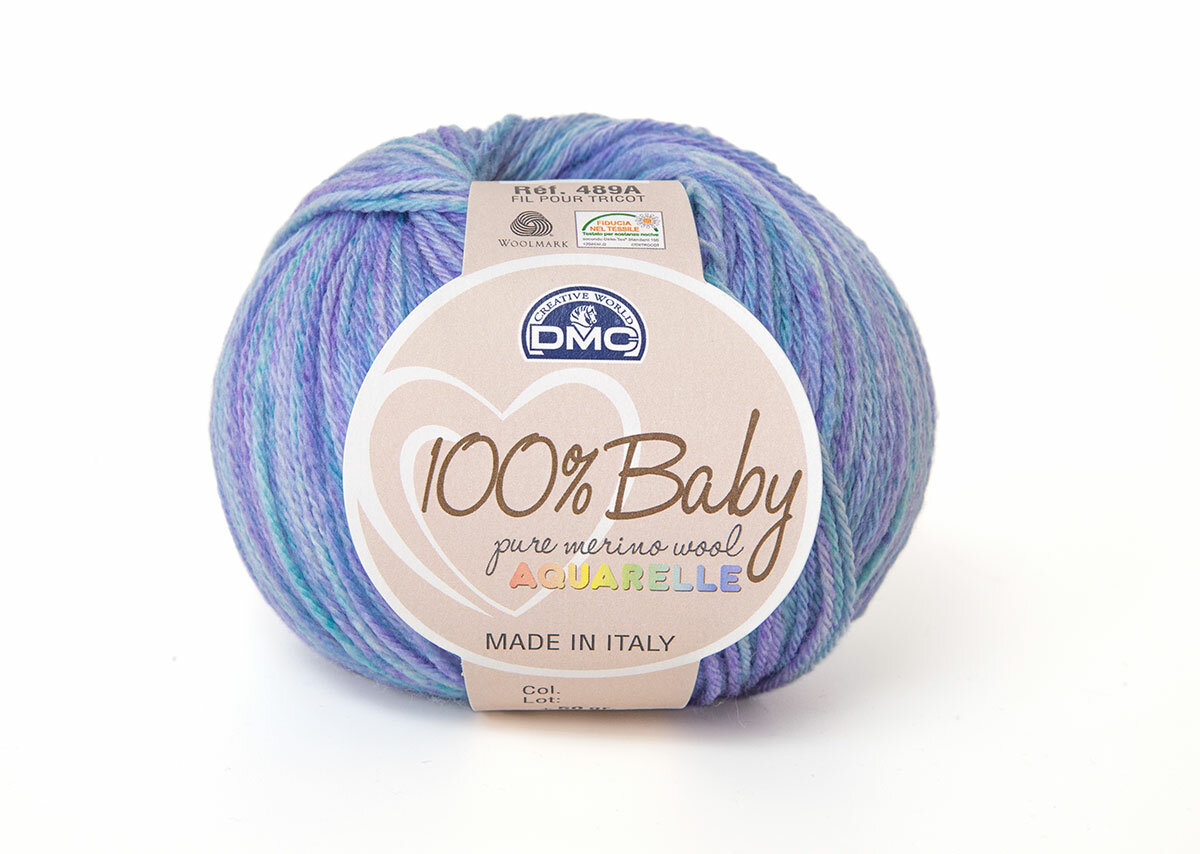 Пряжа "DMC" 489 A 100% Baby Aquarelle 100% шерсть 50 г 225 м 1370 синий меланж