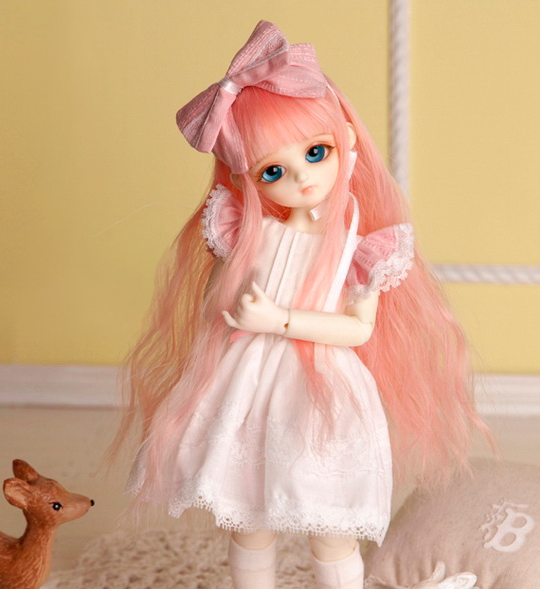 Bambicrony Wig B15 (Парик розовый 15 см для кукол Бэмбикрони)