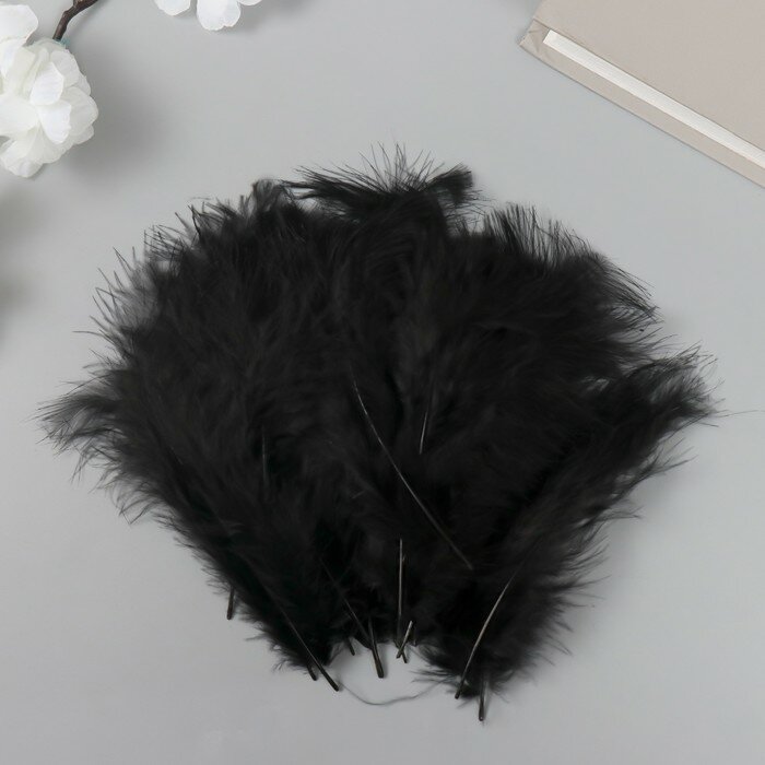 Арт Узор Перо декоративное гусиное пуховое "Чёрное" набор 100 шт h=10-15 см