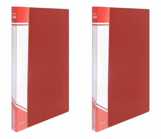 InФормат Папка скоросшиватель А4, красный пластик, внутренний карман, 200 листов, 700 мкм, 2 уп
