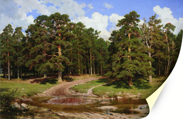 Картина для интерьера "Сосновый бор", Шишкин Иван Иванович, печать на холсте (46х30 см / без подрамника)