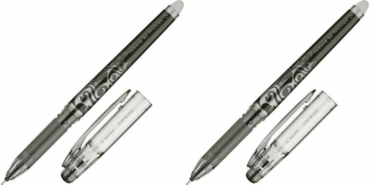 Pilot Ручка гелевая стираемая Frixion Point, 0,5 мм, черный, грип, 2 шт