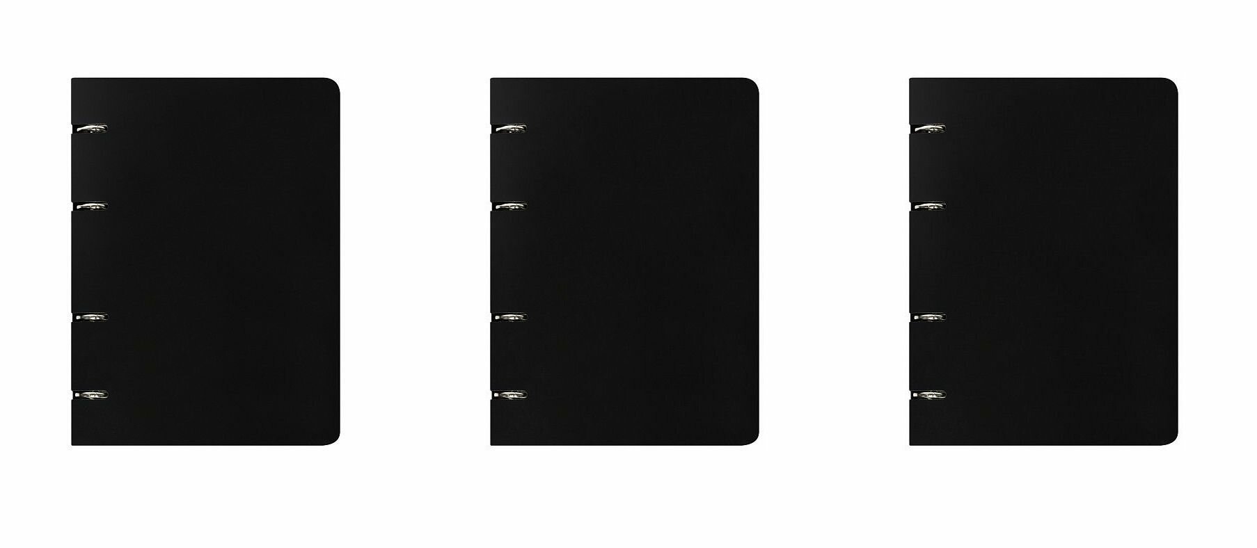 InФормат Тетрадь Черная А5, в клетку со сменным блоком на кольцах в пластиковой обложке, 80 листов, 3 шт