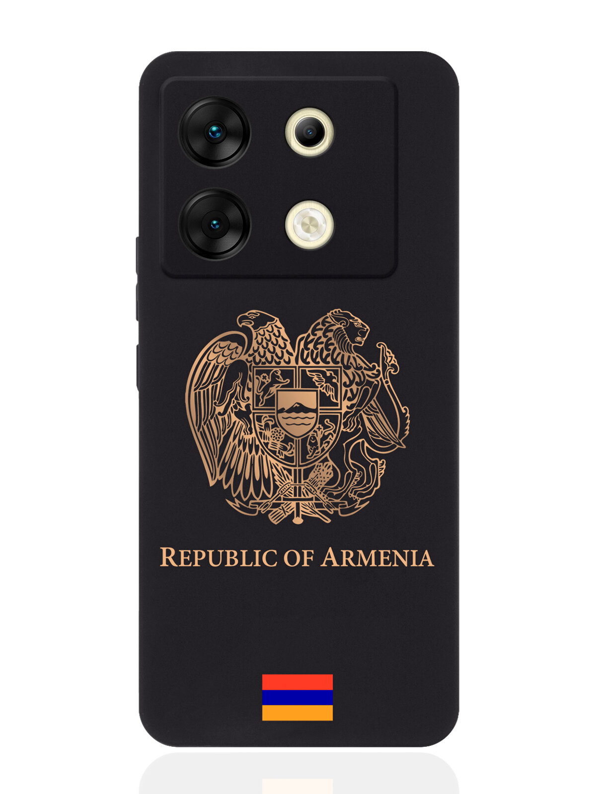 Черный силиконовый чехол SignumCase для Infinix Zero 30 5G Золотой Герб Армении