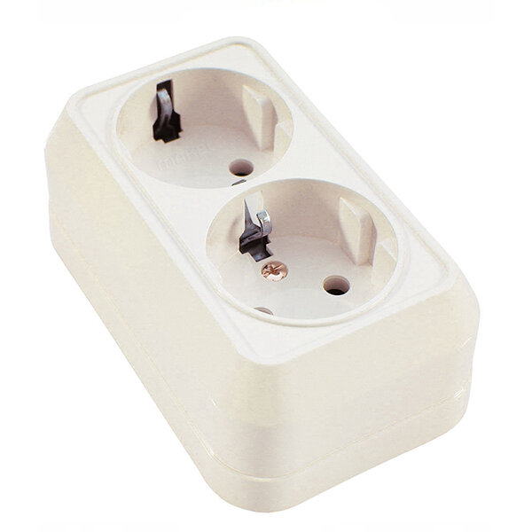 Розетка 2-м ОП 16А IP20 с заземл. крем. Makel 45282