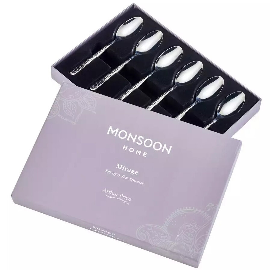 Набор из 6 чайных ложек Mirage Monsoon, нержавеющая сталь, Arthur Price, Великобритания, APZMIR0061