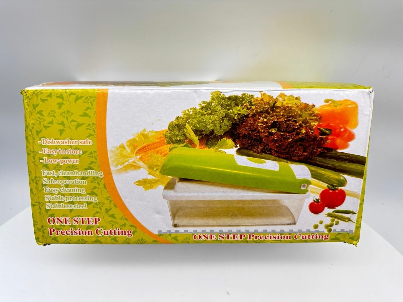 Овощерезка с контейнером 10 в 1 "One Step", нержавеющая сталь, пластик, зеленая