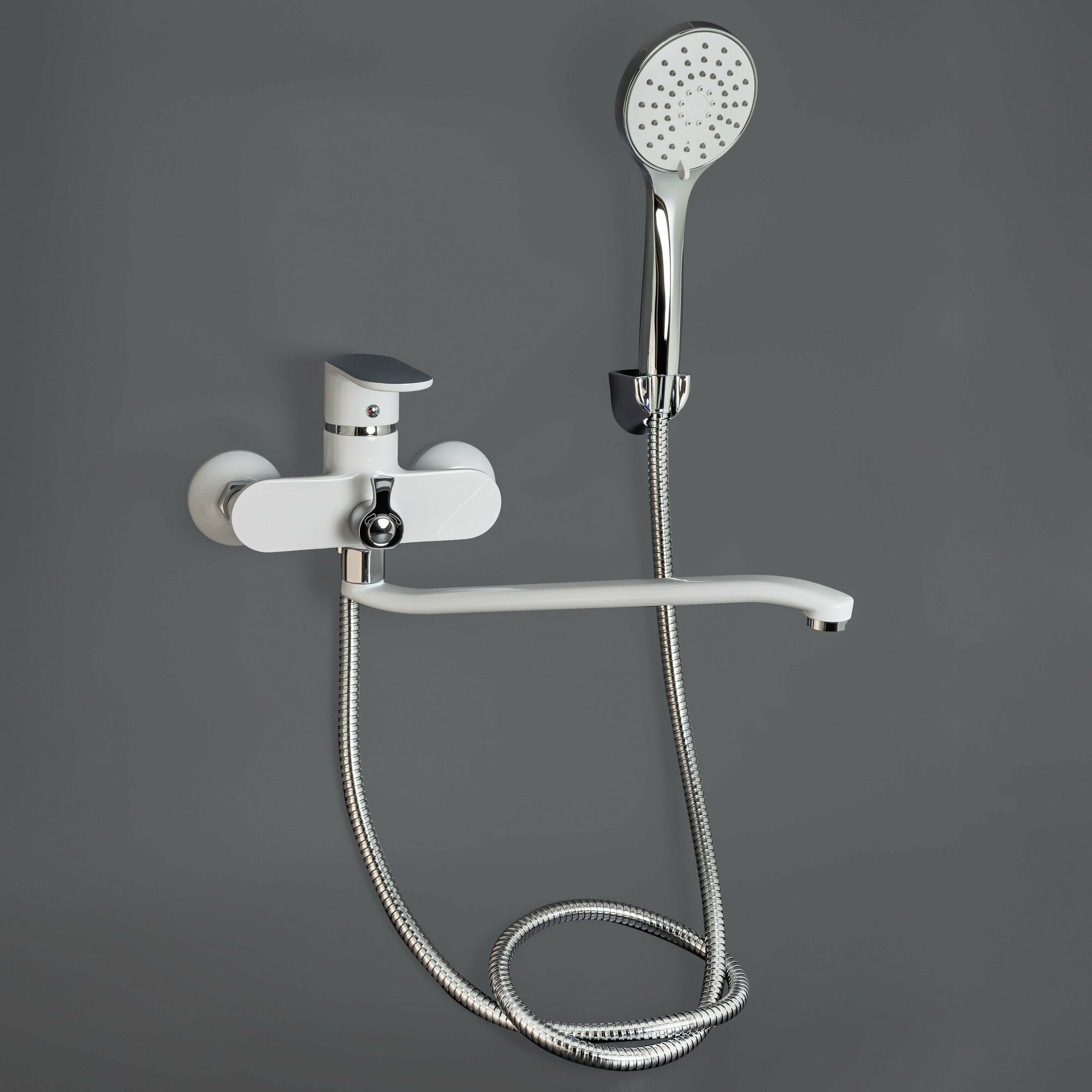 DIVINO LUX / Смеситель Для ванны Белый Лейка душевая 3-х функциональная / Код 742