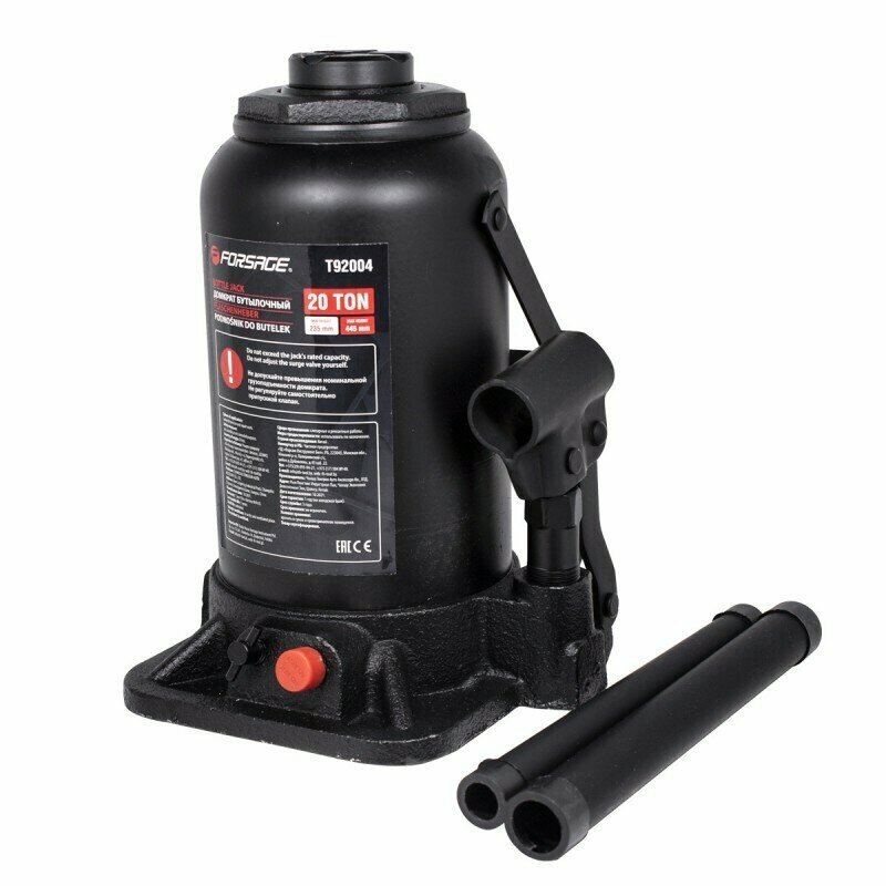 Домкрат бутылочный Forsage 20т (высота подхвата-235мм, высота подъема-450мм, ход штока-250мм, ход винта-60мм)