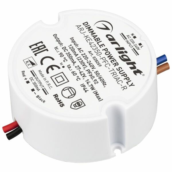 Блок питания ARJ-KE42350-PFC-TRIAC-R (15W, 350mA) (Arlight, IP44 Пластик, 5 лет) 028269