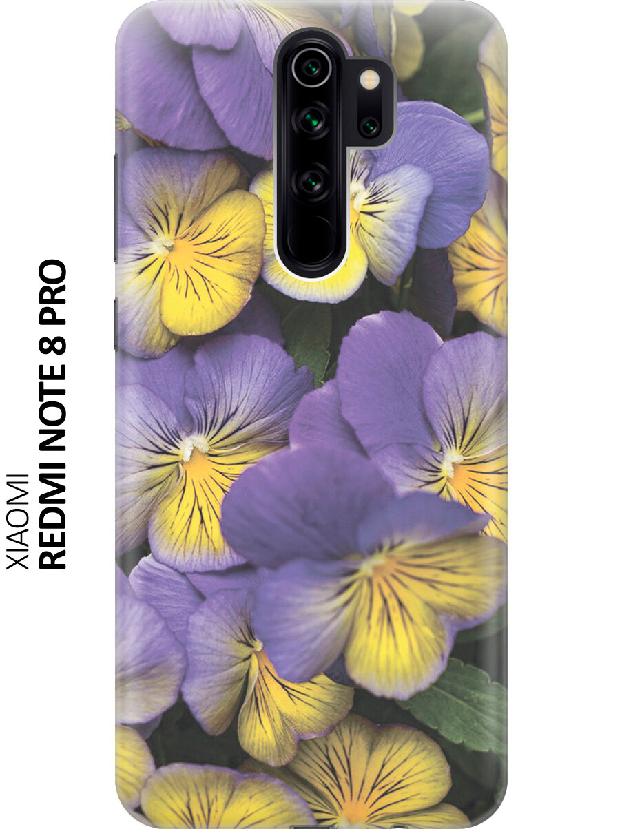 Силиконовый чехол Фиолетовые и желтые фиалки на Xiaomi Redmi Note 8 Pro / Сяоми Редми Ноут 8 Про