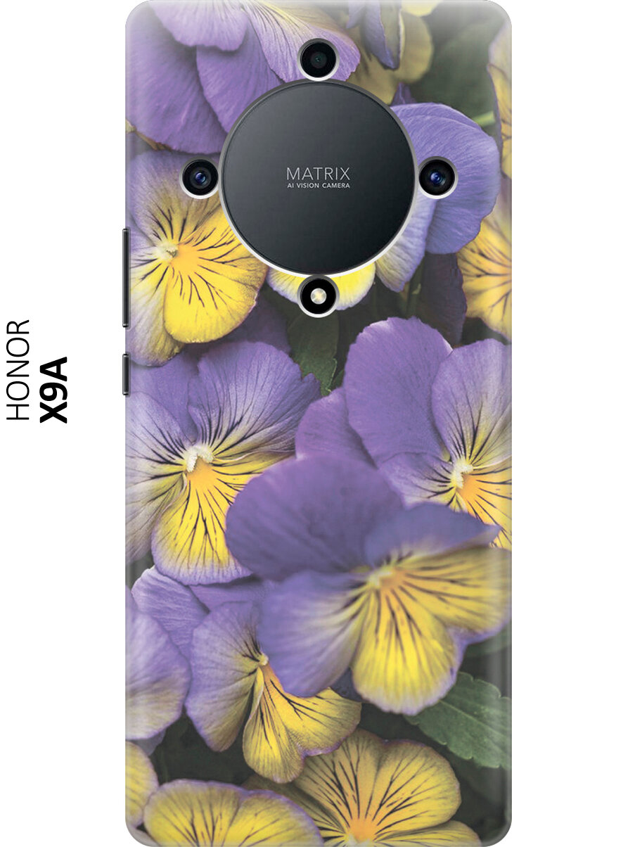 Силиконовый чехол Фиолетовые и желтые фиалки на Honor X9a / Magic5 Lite / Хонор Х9А / Мэджик 5 Лайт