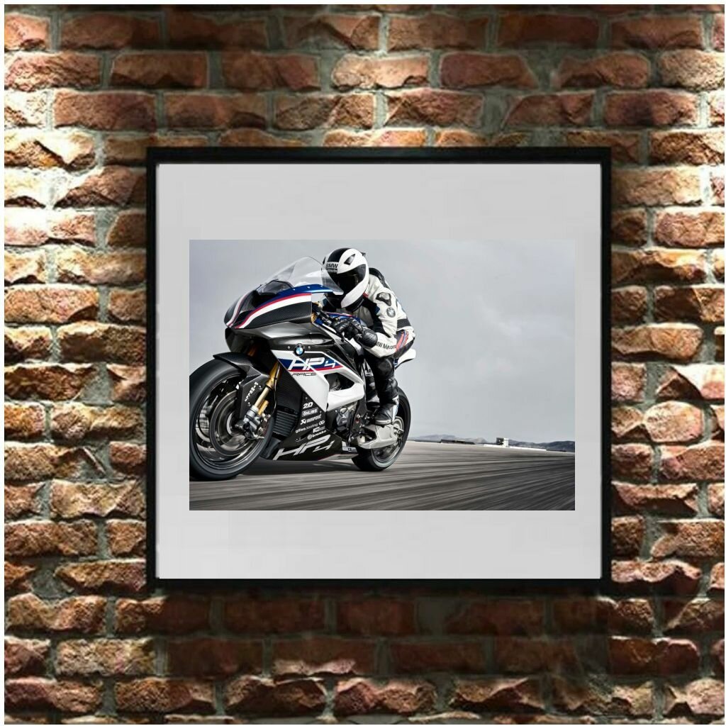 Постер "Мотоцикл bmw hp4" от Cool Eshe из коллекции "Автомобили", плакат А4 (29,7 х 21 см) для интерьера